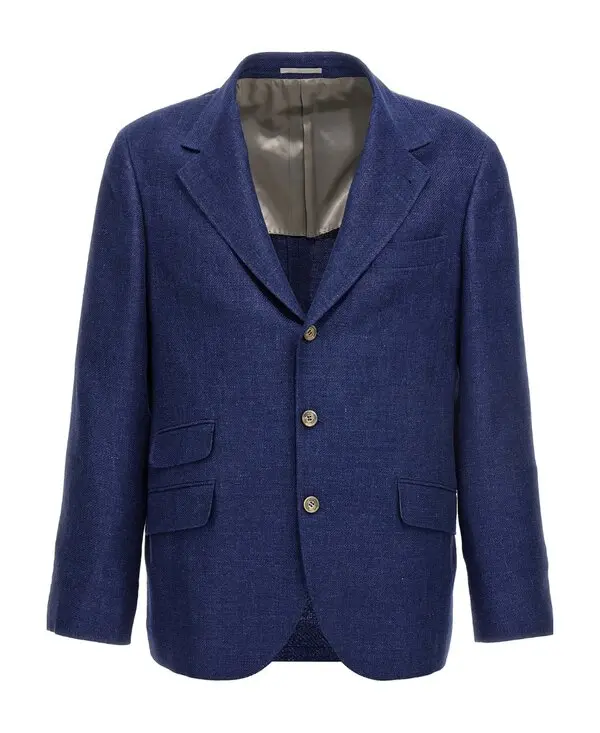 Brunello Cucinelli Single-breasted Long Sleeved Blazer - Blue