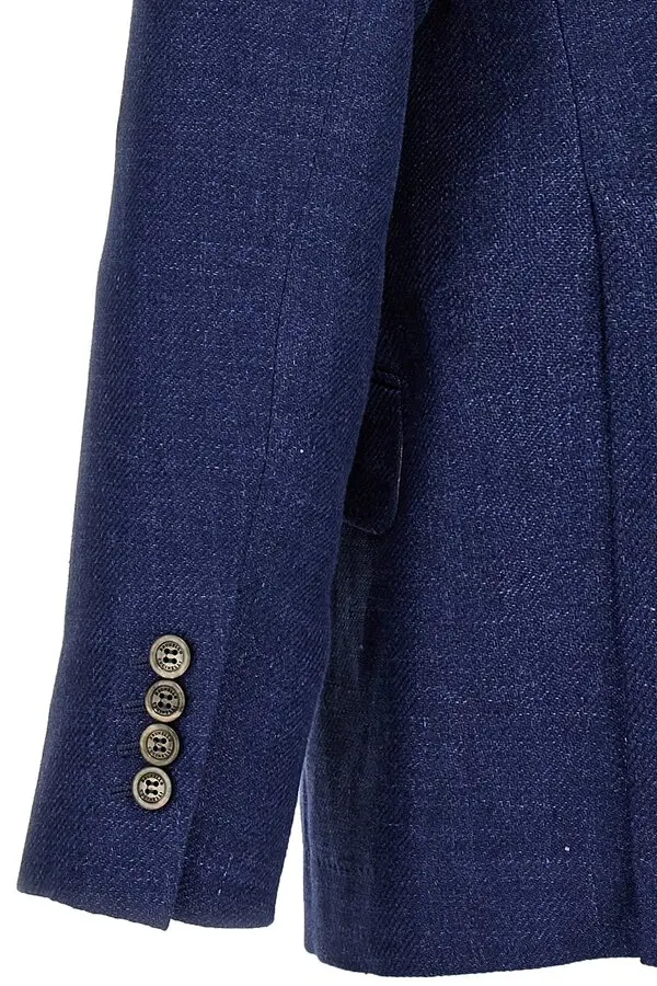 Brunello Cucinelli Single-breasted Long Sleeved Blazer - Blue