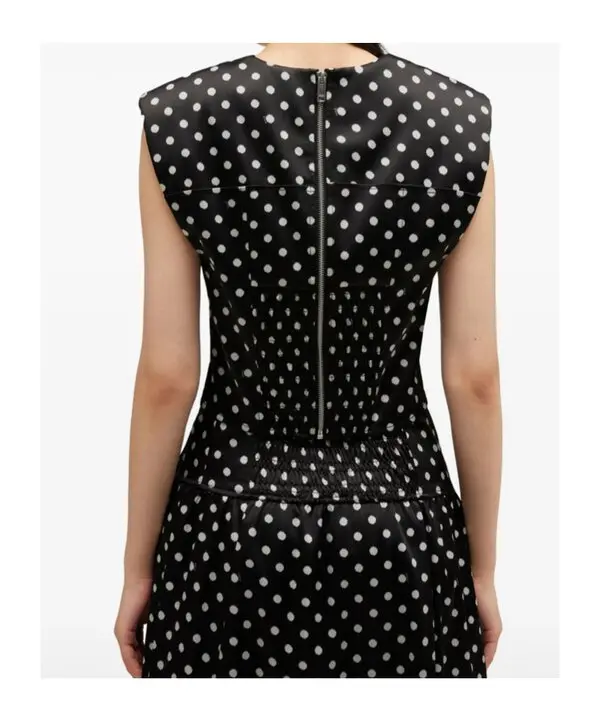GANNI Polka-dot Satin Corset Top