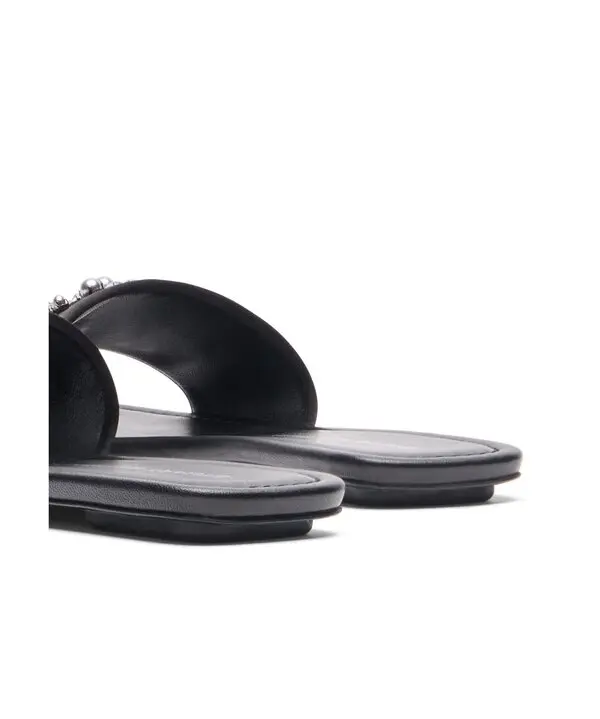 STUART WEITZMAN Poppy Embellished Flat Sandals - Black/silver/gray