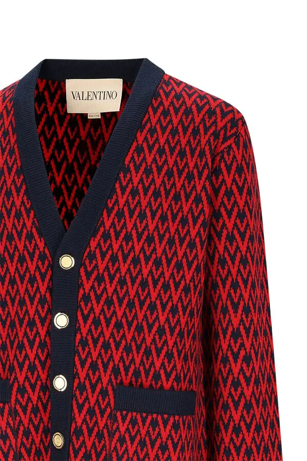 Valentino Garavani Geometric Pattern V-neck Cardigan