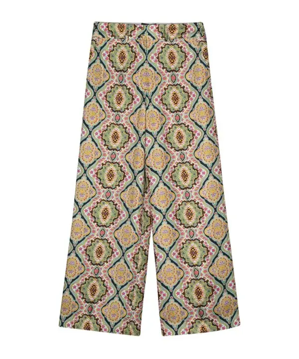 Etro Allover Print Wide-leg Pants - Green