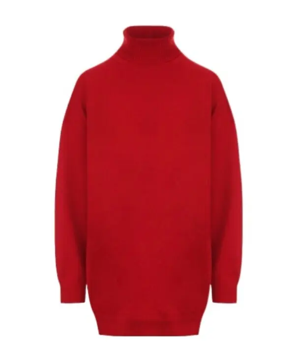 Balenciaga High Neck Cashmere Pullover With Side Fork Detail