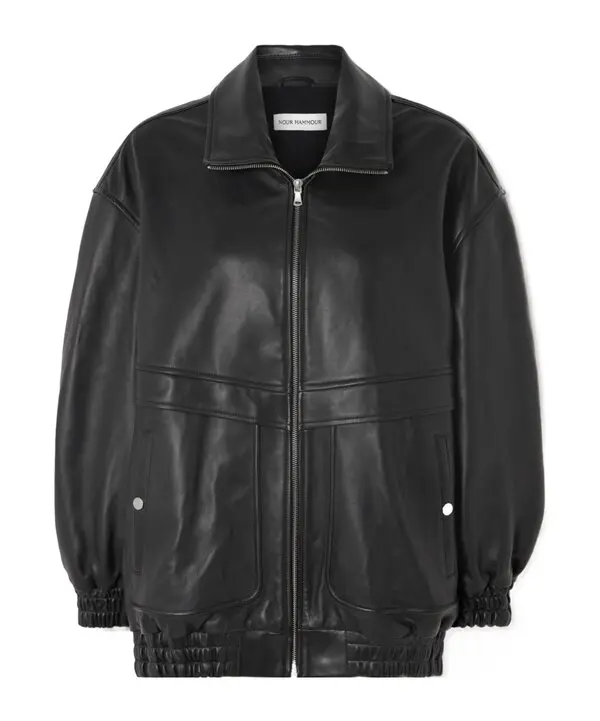 Nour Hammour Long-sleeved Leather Jacket