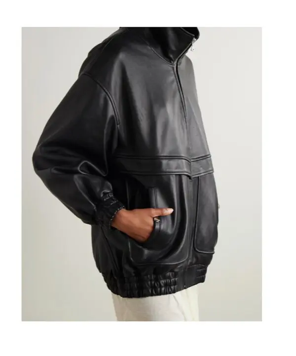 Nour Hammour Long-sleeved Leather Jacket