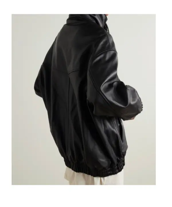 Nour Hammour Long-sleeved Leather Jacket