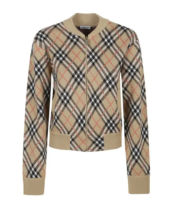 Burberry Checked Zip-up Cardigan - Multicolor