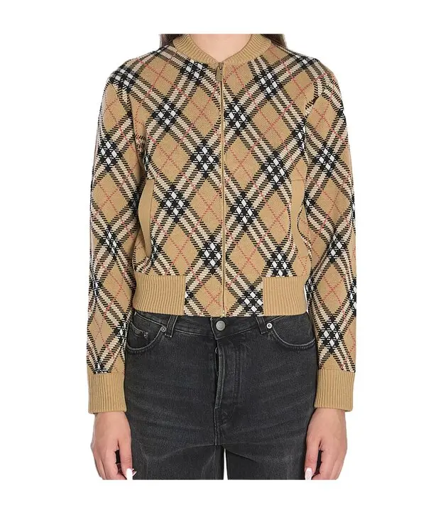 Burberry Checked Zip-up Cardigan