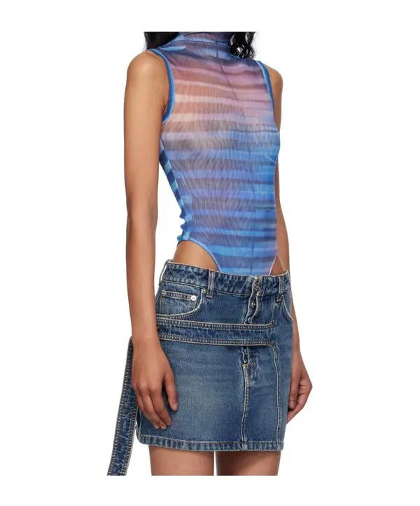 JEAN PAUL GAULTIER Printed Striped Bodysuit