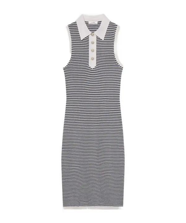 FRAME Sleeveless Striped Midi Dress - Gray
