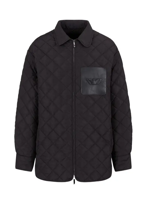 Emporio Armani Diamond Quilted Jacket With Embossed Eagle Detail