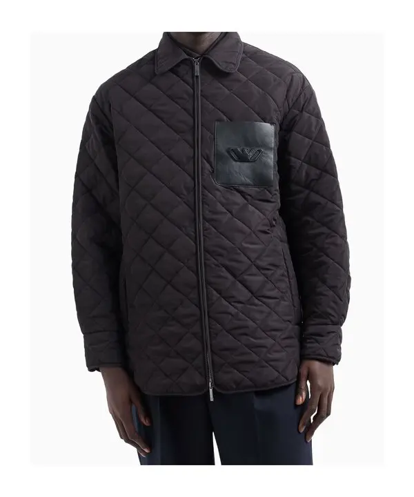 Emporio Armani Diamond Quilted Jacket With Embossed Eagle Detail