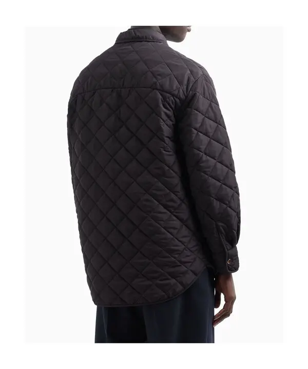 Emporio Armani Diamond Quilted Jacket With Embossed Eagle Detail