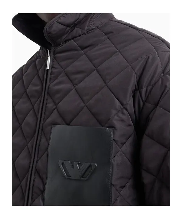 Emporio Armani Diamond Quilted Jacket With Embossed Eagle Detail