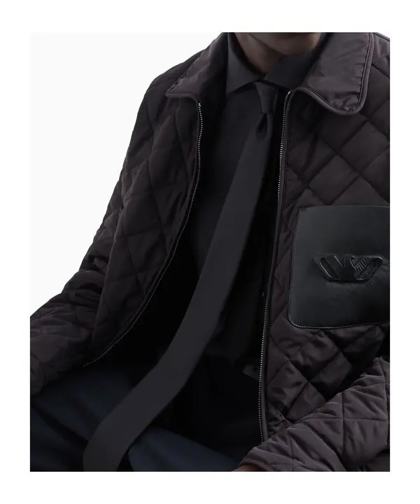 Emporio Armani Diamond Quilted Jacket With Embossed Eagle Detail