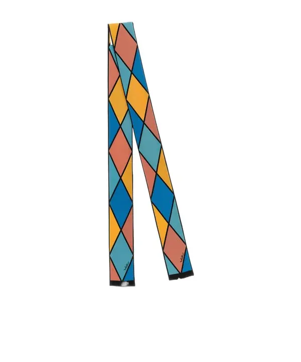 Valentino Garavani Geometric Silk Skinny Scarf - Blue
