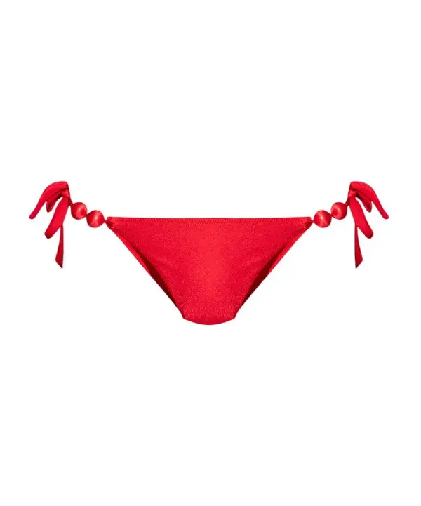 Cult Gaia Strap-up Beaded Bikini Bottoms - Red