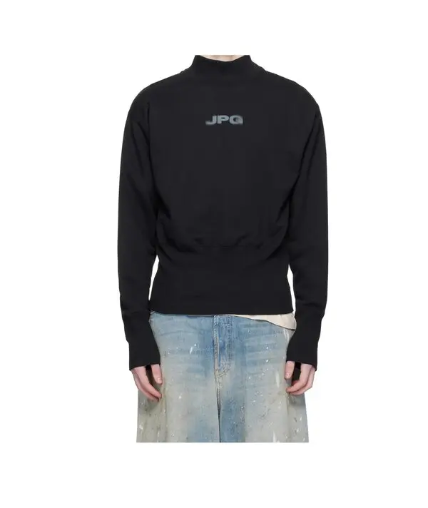 JEAN PAUL GAULTIER Cropped Crew Neck Sweatshirt - Black
