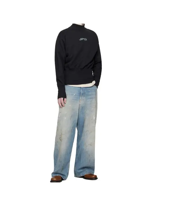 JEAN PAUL GAULTIER Cropped Crew Neck Sweatshirt - Black