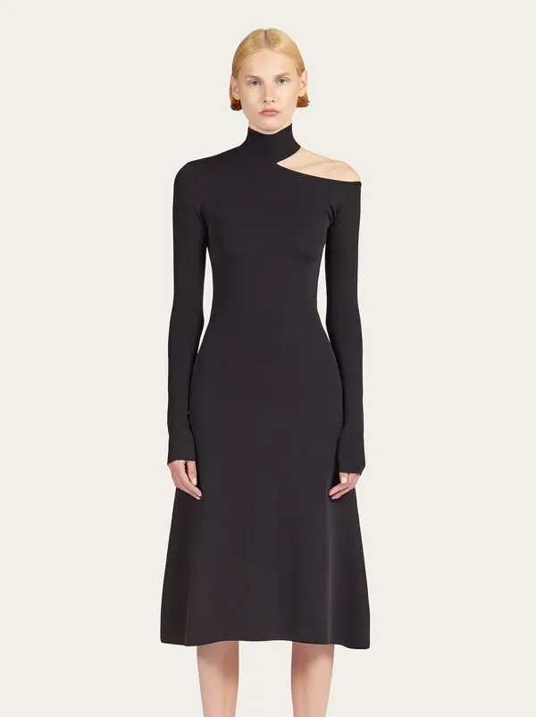 FERRAGAMO Long Sleeve Cut Out High Neck Dress