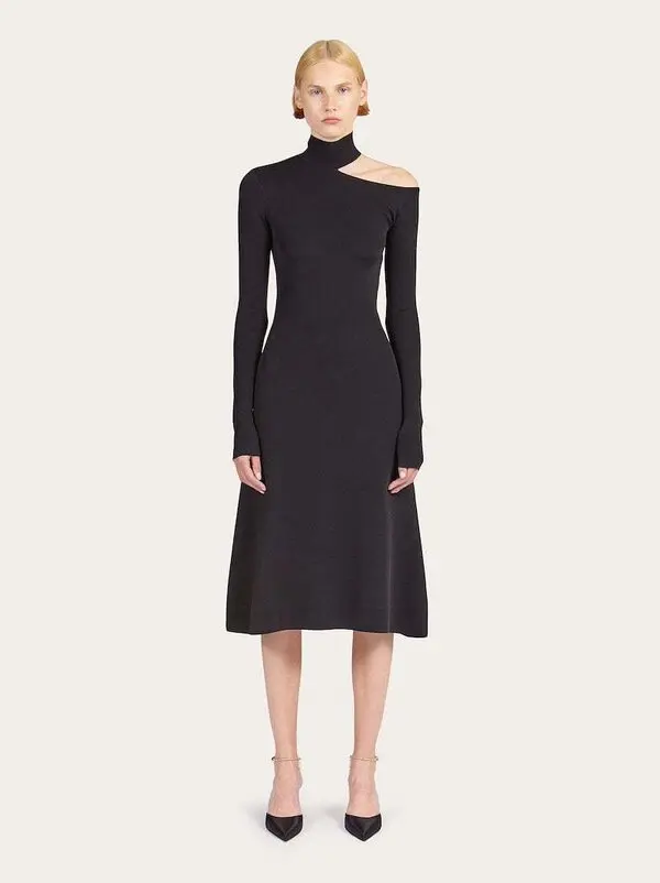 FERRAGAMO Long Sleeve Cut Out High Neck Dress