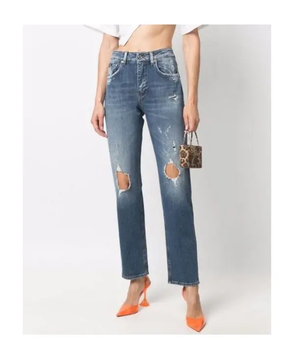 Dolce & Gabbana Distressed Straight Leg Jeans - Blue