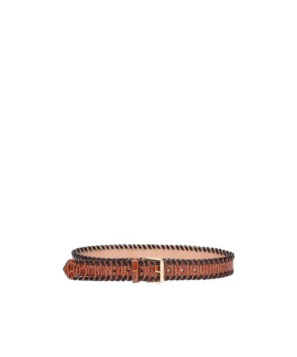 Dries Van Noten Embellished Leather Belt - Tan