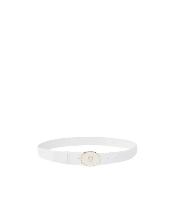 Pinko Logo Detailed Buckled Belt - White
