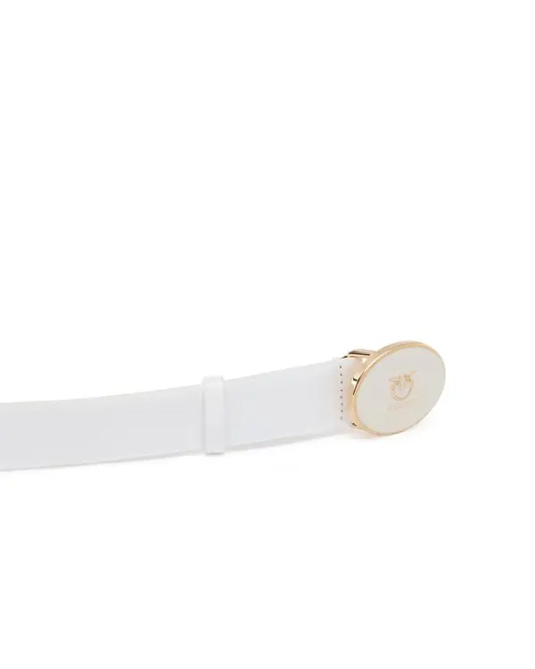 Pinko Logo Detailed Buckled Belt - White