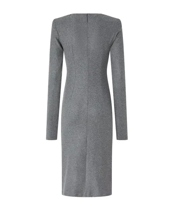 Pinko Slim-fit Midi Dress With Wide Collar And Side Slits