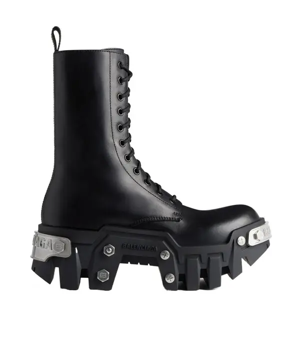 Balenciaga Leather Platform Lace-up Boots