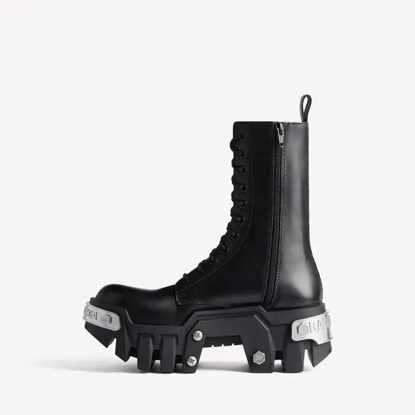 Balenciaga Leather Platform Lace-up Boots