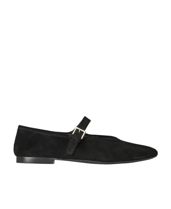 THE ROW Boheme Mj Suede Ballerina - Black