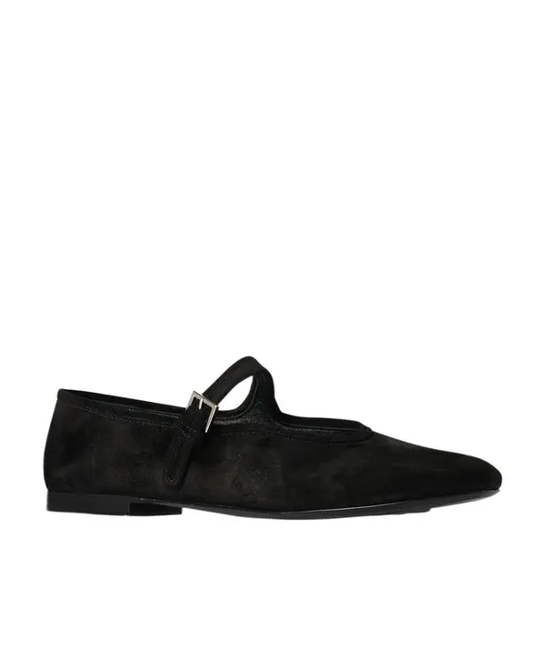 THE ROW Boheme Mj Suede Ballerina - Black