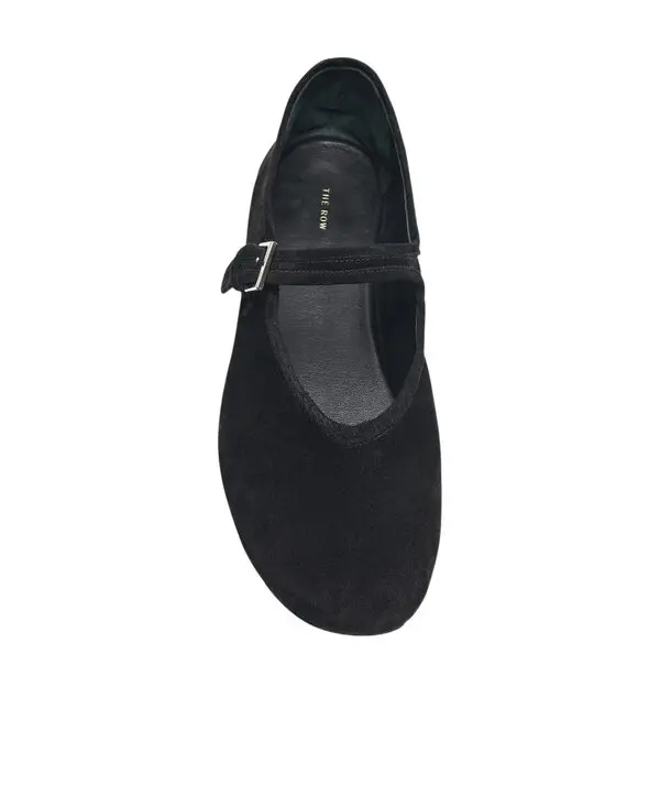 THE ROW Boheme Mj Suede Ballerina - Black