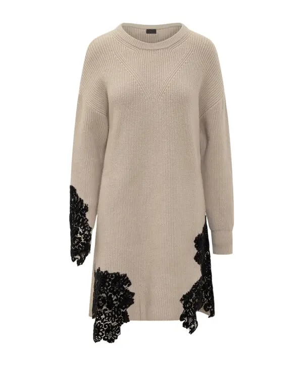 Pinko Valledaosta Lace Knit Mini Dress - Nude