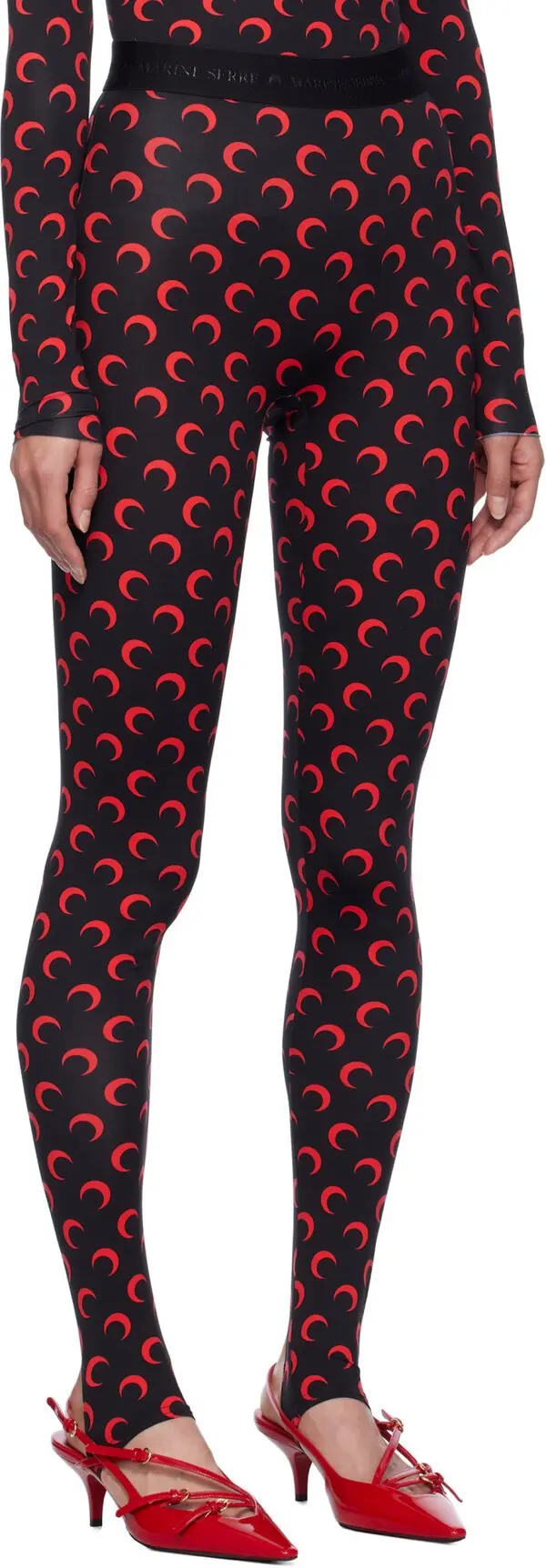MARINE SERRE Recycled Jersey Moon Stirrup Leggings - Black