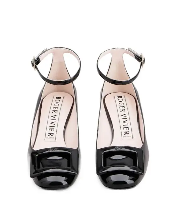 ROGER VIVIER Patent Leather Ankle Strap Pumps