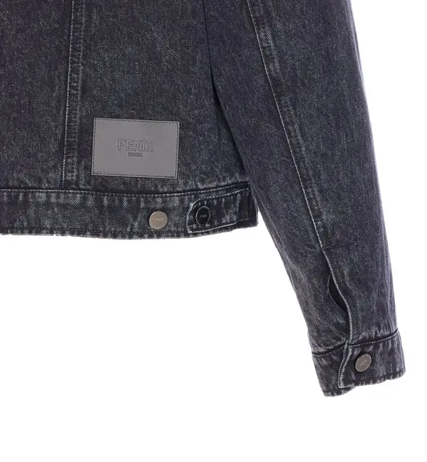 Fendi Denim Jacket With Wool Collar