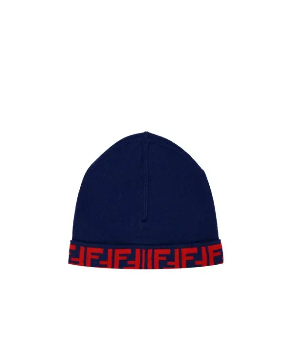 Fendi Logo Detail Wool Blend Beanie