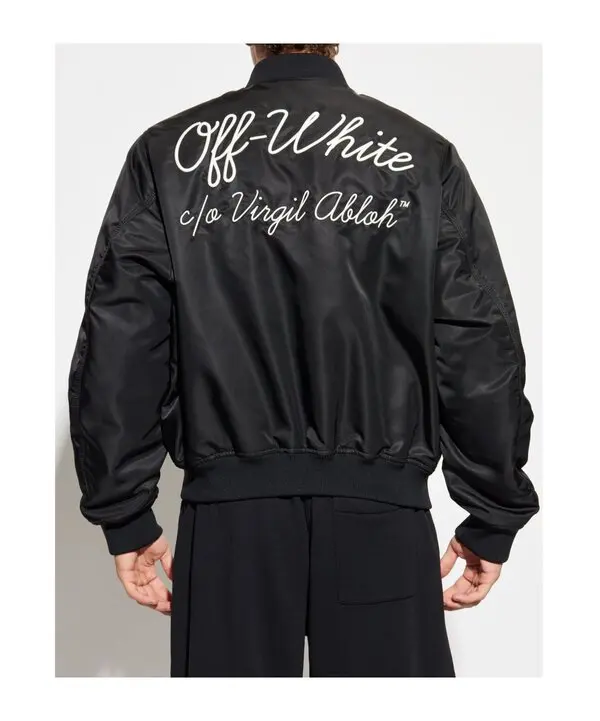Off-White Logo Embroidered Bomber Jacket