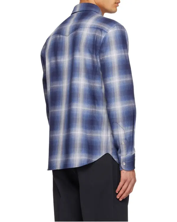 TOM FORD Checked Shirt - Blue