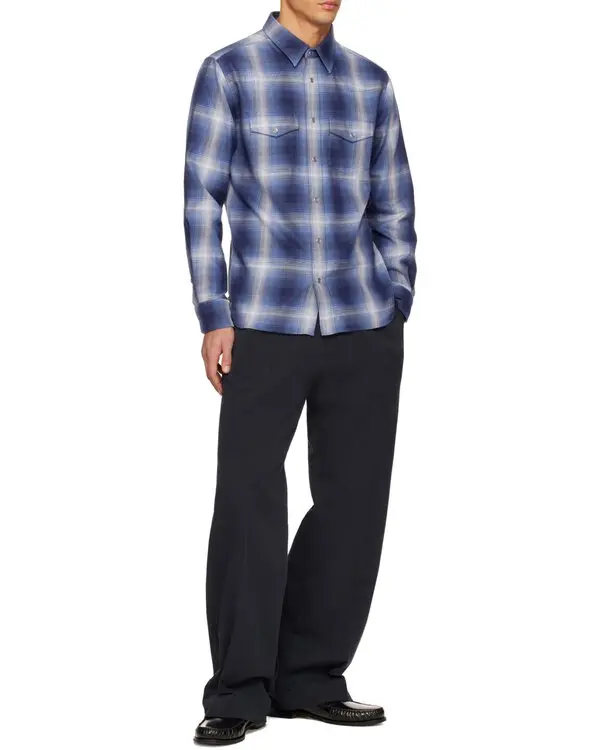 TOM FORD Checked Shirt - Blue