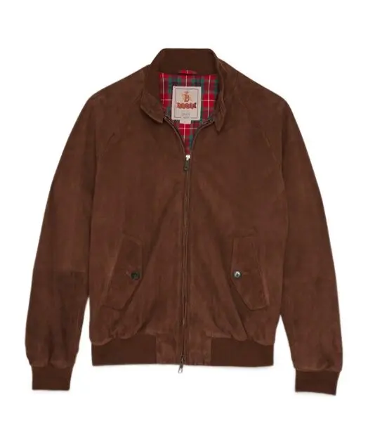 BARACUTA G9 Suede Bomber Jacket - Red