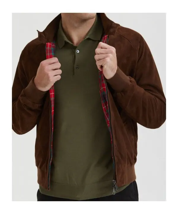 BARACUTA G9 Suede Bomber Jacket - Red