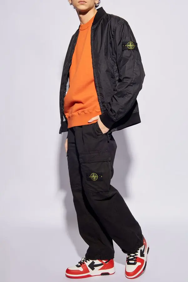 Stone Island Logo Appliqué Cotton Sweatshirt