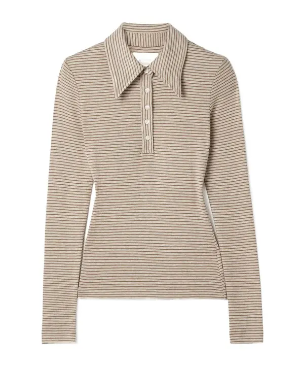 Citizens Of Humanity Striped Knit Polo Shirt - Nude