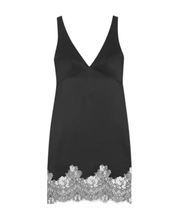 Saint Laurent Sleeveless V-neck Lace Trimmed Dress