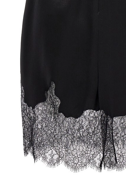 Saint Laurent Sleeveless V-neck Lace Trimmed Dress