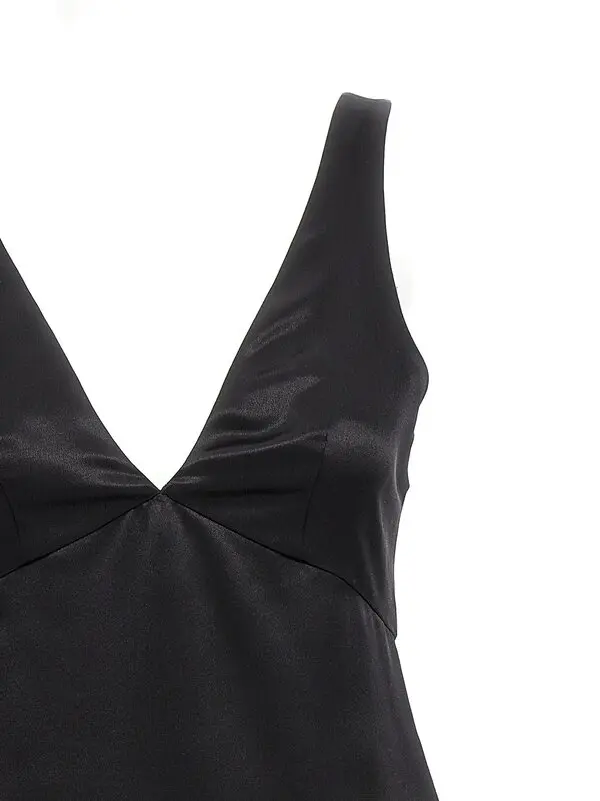 Saint Laurent Sleeveless V-neck Lace Trimmed Dress